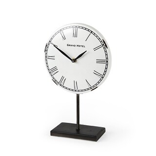 Mercana Harriet White/Bronze Metal Table Clock - 3.0L x 7.9W x 13.0H ...