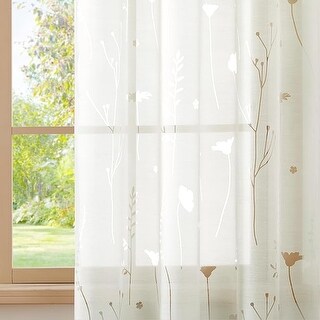 Deconovo Floral Pattern Sheer Voile Curtain (2 Panels) - Bed Bath ...