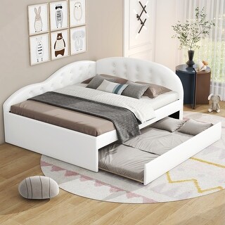 Full Size PU Upholstered Tufted Daybed with Trundle or Drawers, Bed ...