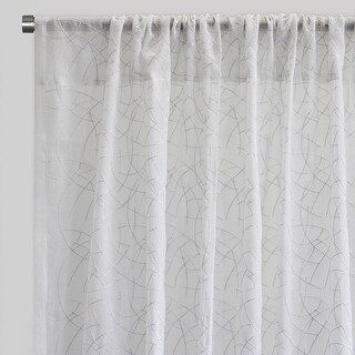 Rodeo Home Neptune Metallic Embroidery on Sheer Curtain Panels Set of 2 ...