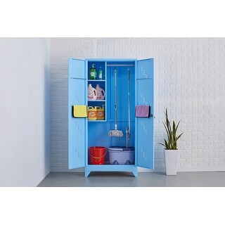 75.98"H Blue Metal Garage Storage Cabinet with Handing Rod - Bed Bath ...