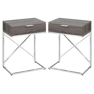 18" Accent End Table in Dark Taupe and Chrome - Set of 2 - 54 x 84 ...