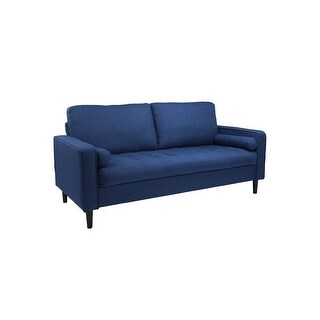Mayo 74 Inch Modern Sofa, Tufted Bench Seat, Square Arms, Deep Blue ...