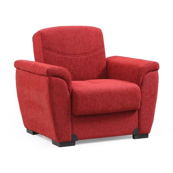 Brooksville Red Fabric Upholstered Convertible Arm Chair with Storage ...