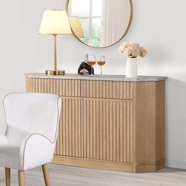 ACME Qwin SERVER W/MARBLE TOP Marble Top & Oak Finish - Bed Bath & Beyond - 40215508