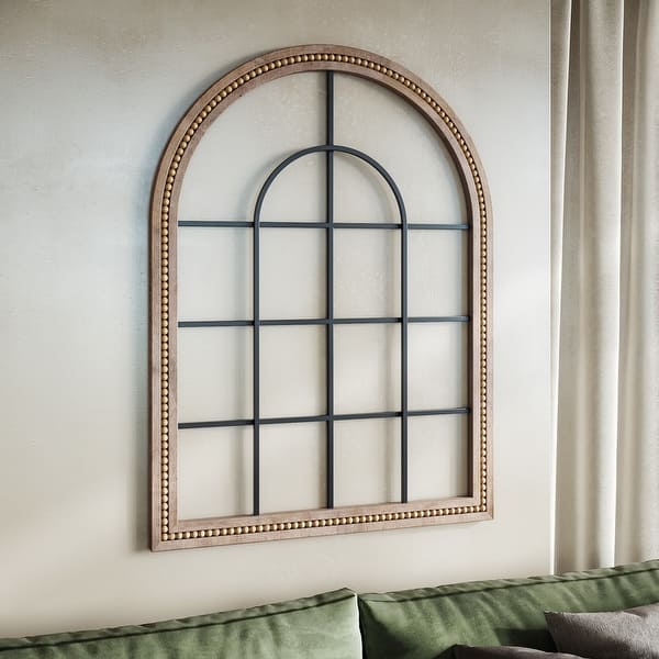 Lena Modern Farmhouse Arched Window Metal Wall Art - 27.5"H x 37.5"W x ...