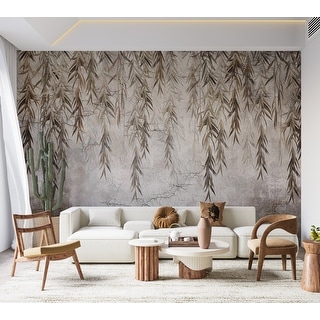 Botanical Wallpaper Wall Mural - Hanging Leaves on a String - Bed Bath ...