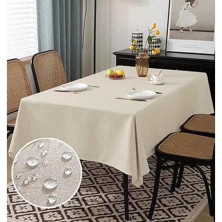 Ivory PEVA Vinyl Tablecloth With Flannel Backing Table Cover Waterproof ...