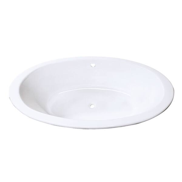Kingston Brass Aqua Eden 65-Inch Cast Iron Oval Drop-In Tub with Center ...