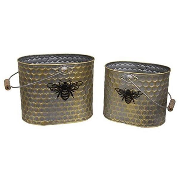 2/Set Metal Oval Honeycomb Bee Buckets w/Handles - set of two - Bed ...
