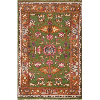 Green Heriz Serapi Indian Accent Rug Handmade Wool Carpet - 3'0"x 5'0 ...