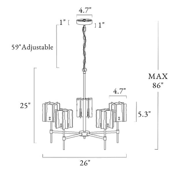 Kasy Modern 5-Light Wheel Chandelier Textured Glass Lights for Dining ...