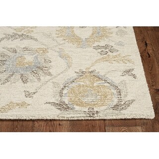 2' x 8' Ivory Floral Vine Wool Runner Rug - 3'6" - Bed Bath & Beyond ...