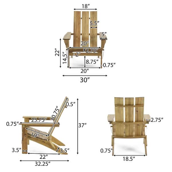 Zuma Outdoor Outdoor Acacia Wood Foldable Adirondack Chairs (Set of 2 ...