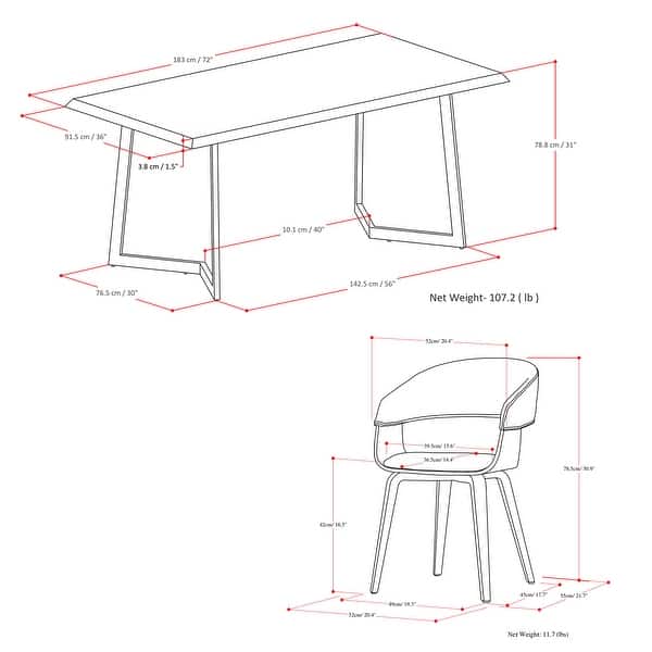 WYNDENHALL Calinda Modern Industrial 7 Pc Dining Set with 6 Upholstered ...