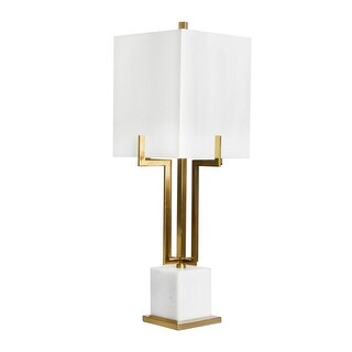 Metal 32" Table Lamp With White Marble Base, Gold 32.0"H - 11.75" x 11. ...