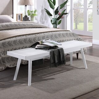 White Solid Wood Slatted Bench - Bed Bath & Beyond - 40400740