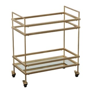 Glass Gold Bar Carts for Home Bar Serving Cart with 2 Mirrored Shelves ...