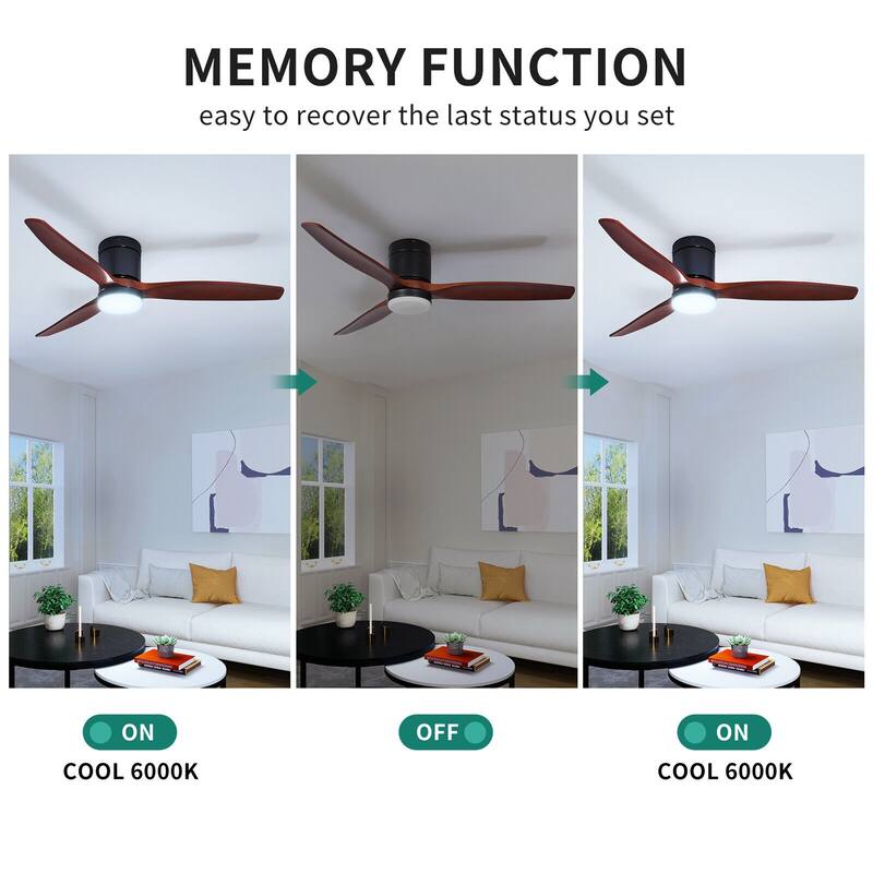 Moasis 52 "Industrial Ceiling Fan Light 3-color Dimmable Solid Wood ...