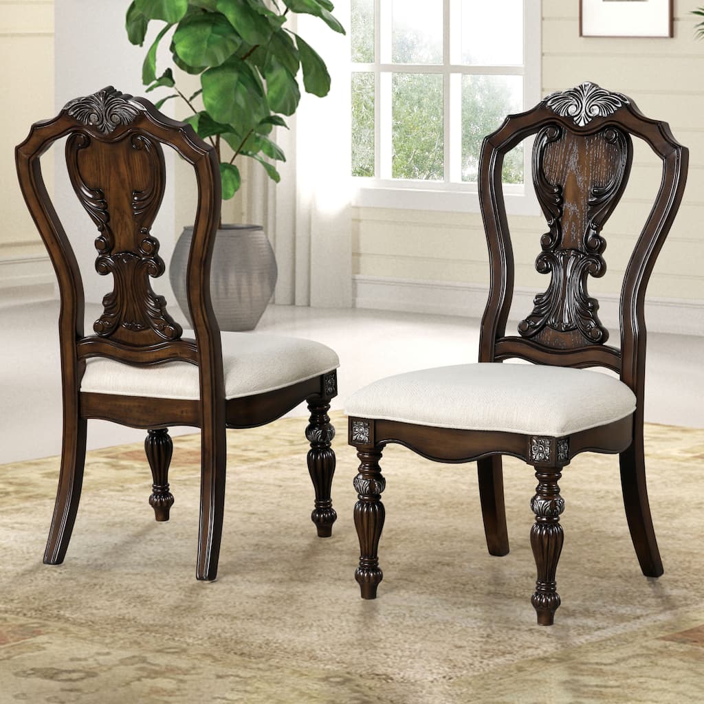 Elsie Traditional Brown Wood Dining Chairs (Set of 2) by Furniture of ...