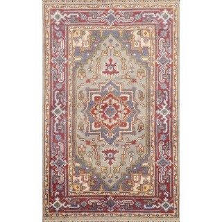 Geometric Heriz Serapi Foyer Rug Hand-Knotted Oriental Wool Carpet - 2 ...
