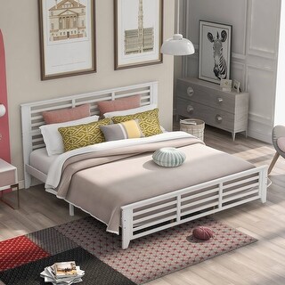 King size Platform bed with horizontal strip hollow shape - Bed Bath ...