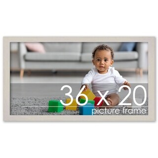 36x20 Traditional White Washed Complete Wood Picture Frame with UV ...