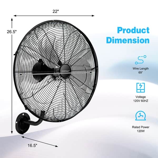 21 Inch Wall Mount Industrial Fan Oscillating Metal Ventilation Fan ...