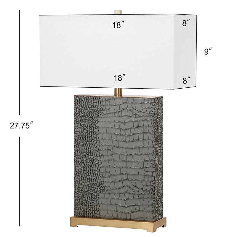 SAFAVIEH Lighting Cristin 28-inch Faux Alligator Grey Table Lamp (Set ...