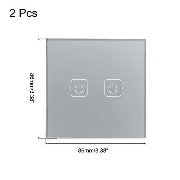 Touch Lamp Switch 2 Gang 1 Way Tempered Glass Panel Grey Pack of 2 ...