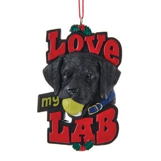 Pack of 6 Black and Red "Love My Lab" Christmas Ornaments 17" - Bed ...