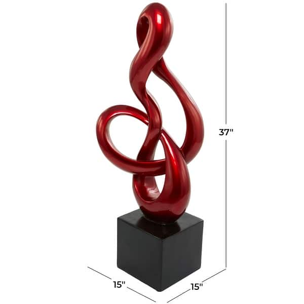 Dynamic Polystone Swirl Abstract Sculpture with Black Base - White or ...