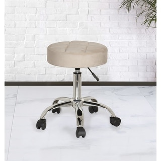 Nora Tufted Velvet Upholstered Metal Adjustable Backless Swivel Stool ...