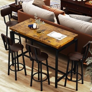 5-Piece Counter Height Rectangular Dining Table Set w/Bar Stools - Bed ...