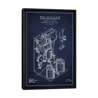 iCanvas "Telegraph Navy Blue Patent Blueprint" by Aged Pixel Framed ...