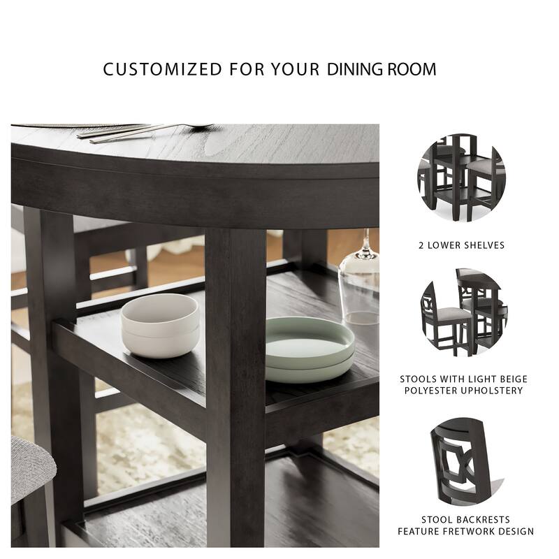 Signature Design by Ashley Langwest Counter Height Dining Table and 4 ...