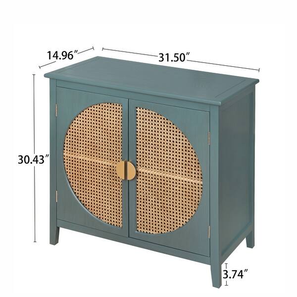 2 Door Natural Rattan Weaving Cabinet with Semicircular Elements - 31.5 ...