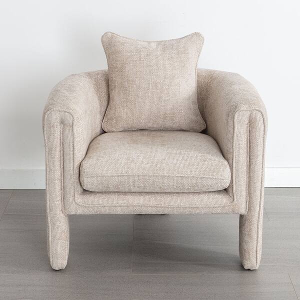 Modern Round Accent Chair Linen Fabric Upholstered Armchair - Bed Bath ...