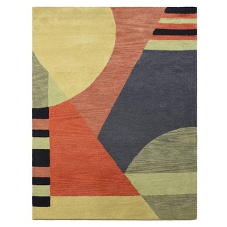 Modern Geometric Multi-Color Area Rug Hand-Tufted Abstract Wool Carpet ...