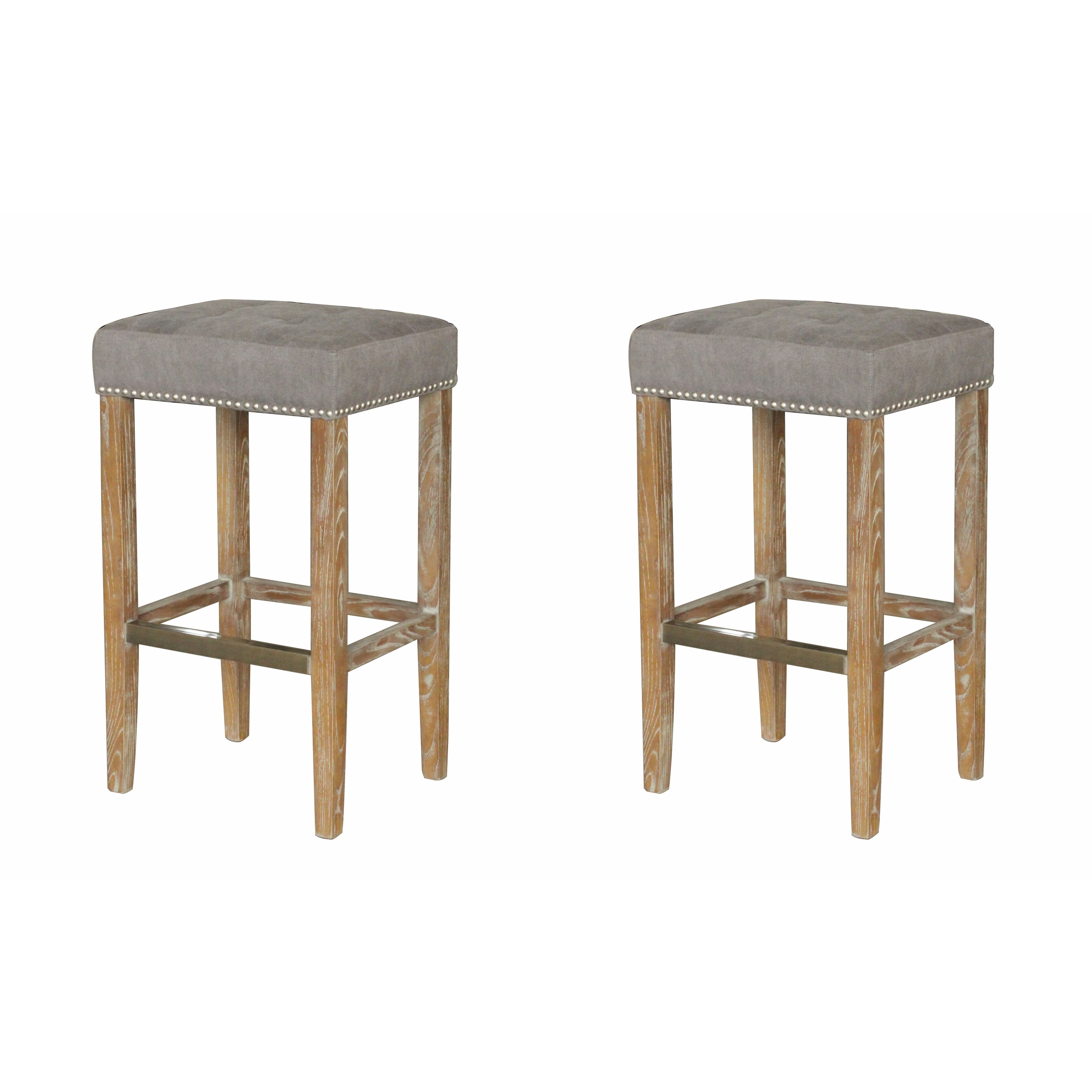 Mira Modern French Style Bar Stool- Linen Frosted Grey - Bed Bath ...