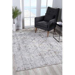 7' X 10' Gray And Ivory Abstract Distressed Area Rug - 3'6" - Bed Bath ...