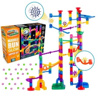 Marble Genius 200-Piece Glow Marble Run Track Race Super Set for Kids 4 ...