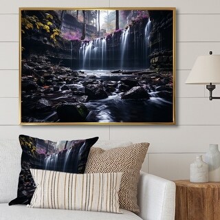 Designart "Waterfall Transcendent Beauty I" Waterfall Framed Wall Decor ...
