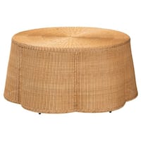 Palm Bohemian Honey Scallop Rattan Coffee Table - On Sale - Bed Bath ...