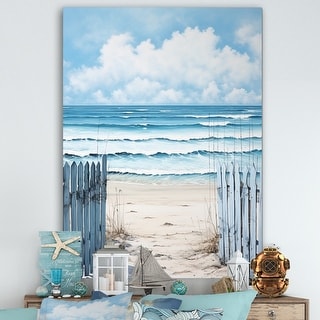 Designart "Coastal Minimalism Beach Fence II" Beach Wall Decor - Bed ...