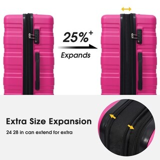 Pink Hardshell Luggage 3 Piece Sets Carry On Luggag with 360° Spinner ...