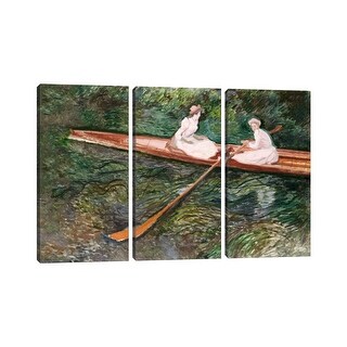 iCanvas "The Pink Rowing Boat" by Claude Monet 3-Piece Canvas Wall Art ...