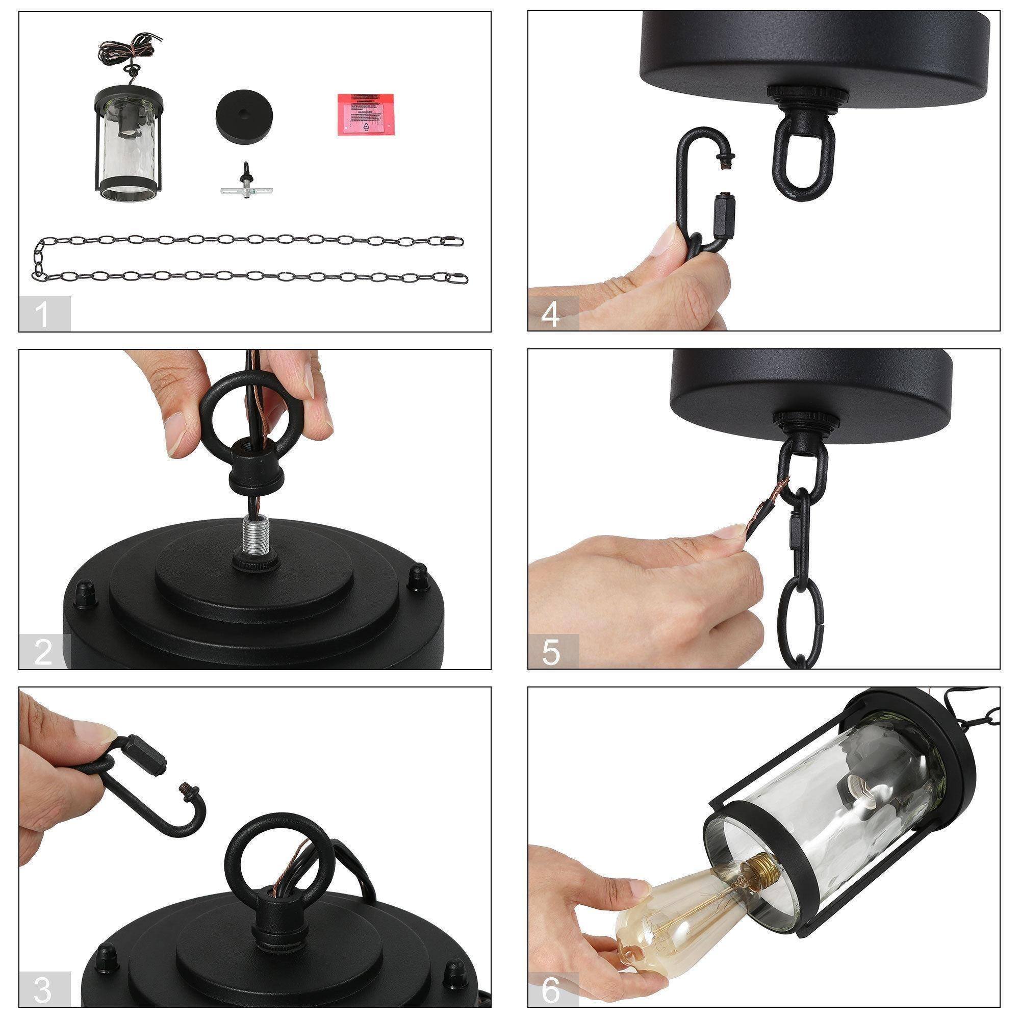 Modern Farmhouse Mini Outdoor Pendant Light Patio with Water Ripple ...