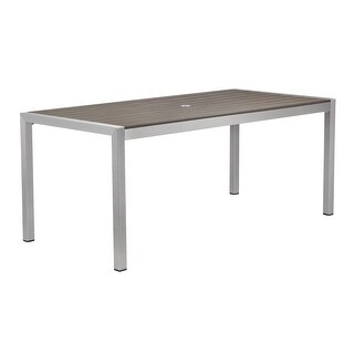 Fifi 71 Inch Outdoor Dining Table, Polyresin Top, Silver Aluminum Frame ...