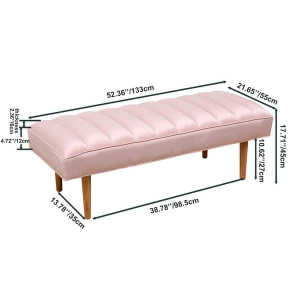 Channel Tufted Bench White Sherpa Upholstered End of Bed Benches with ...